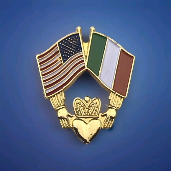 Jewelry | Irish American Flag Claddagh Pin Gold Multicolor Heritage ...